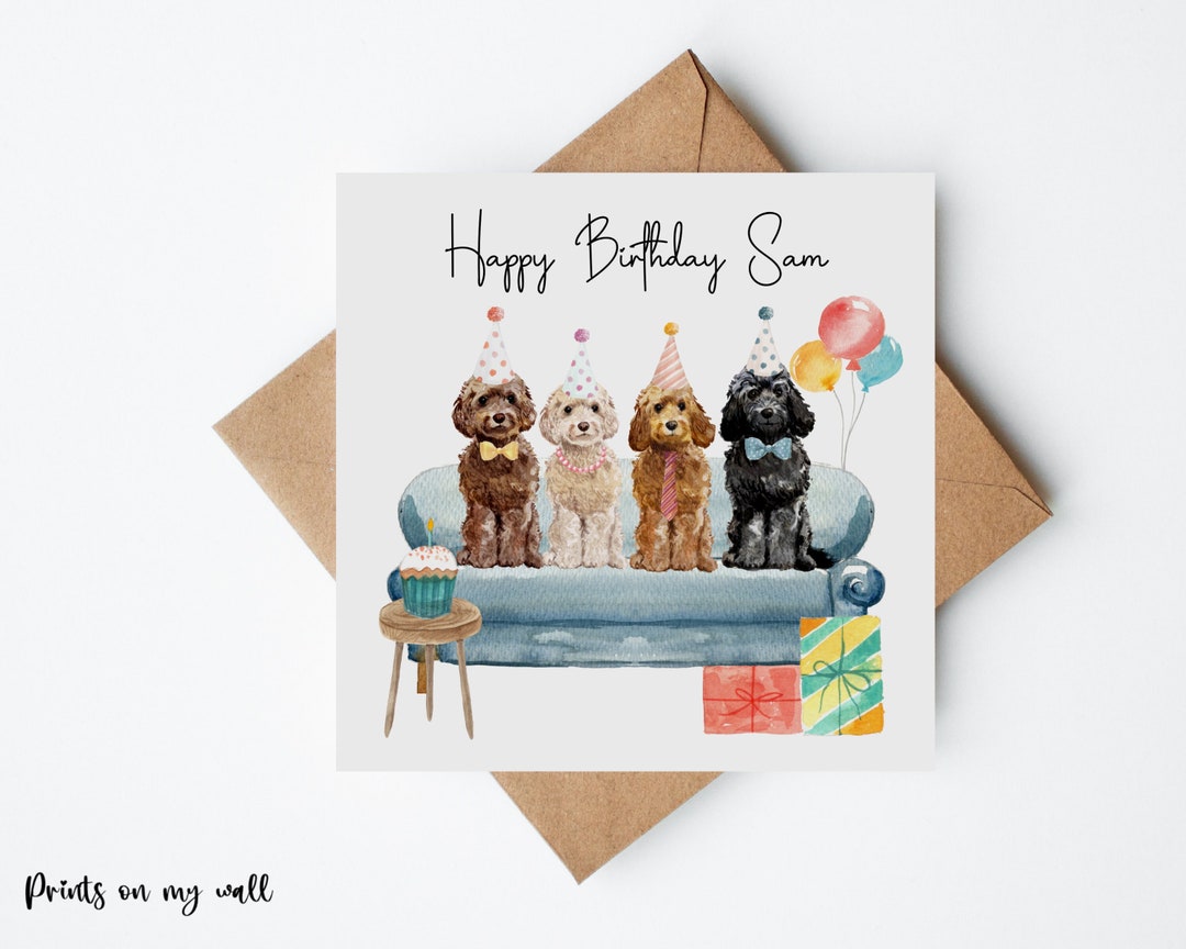 Personalised Cockapoo Birthday Card, Happy Birthday Card, Cockapoo Dog ...