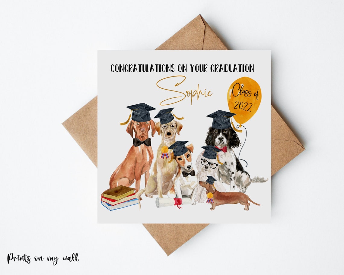 Personalised Graduation Card,dog Congratulations Card, Congratulations ...