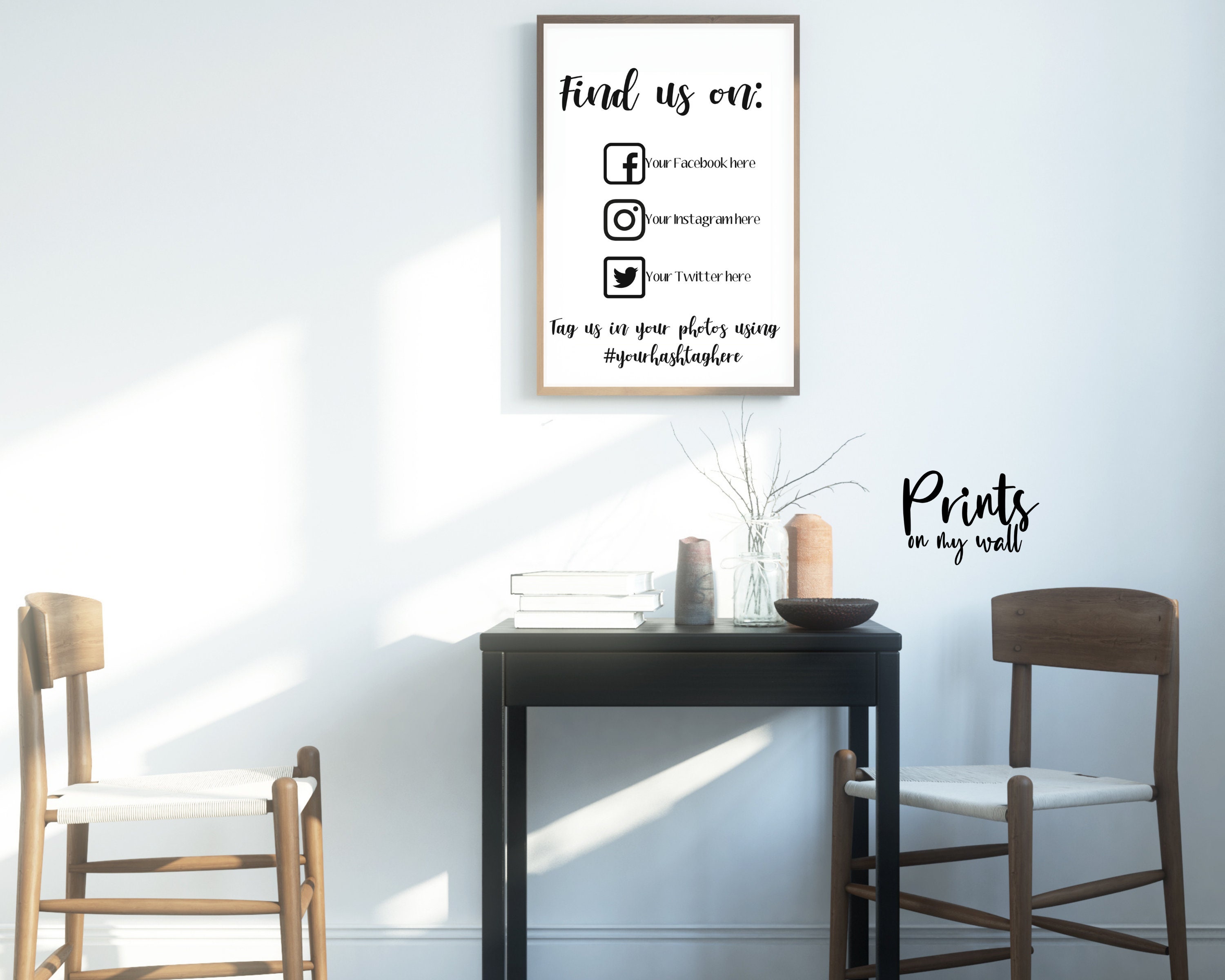 Social Media Sign, Business Find Us on Facebook, Instagram Print ...