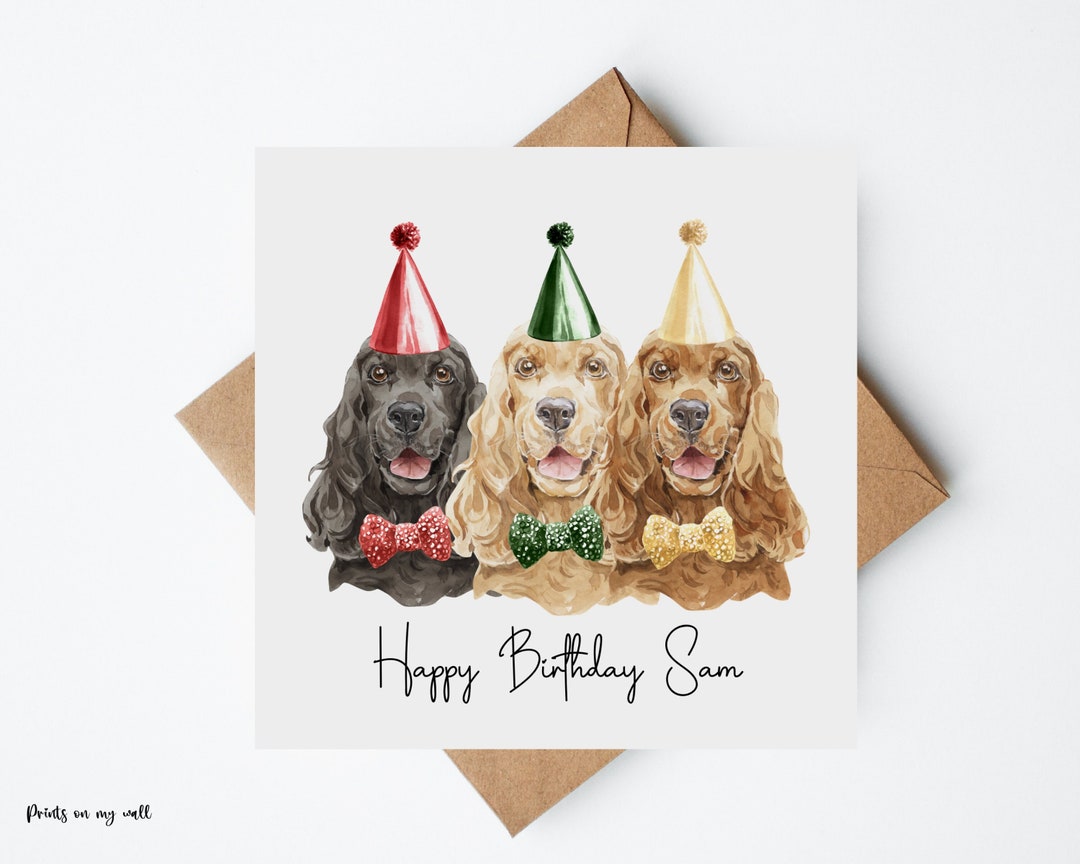 Cocker Spaniel Birthday Card Personalised Birthday Card Cute - Etsy