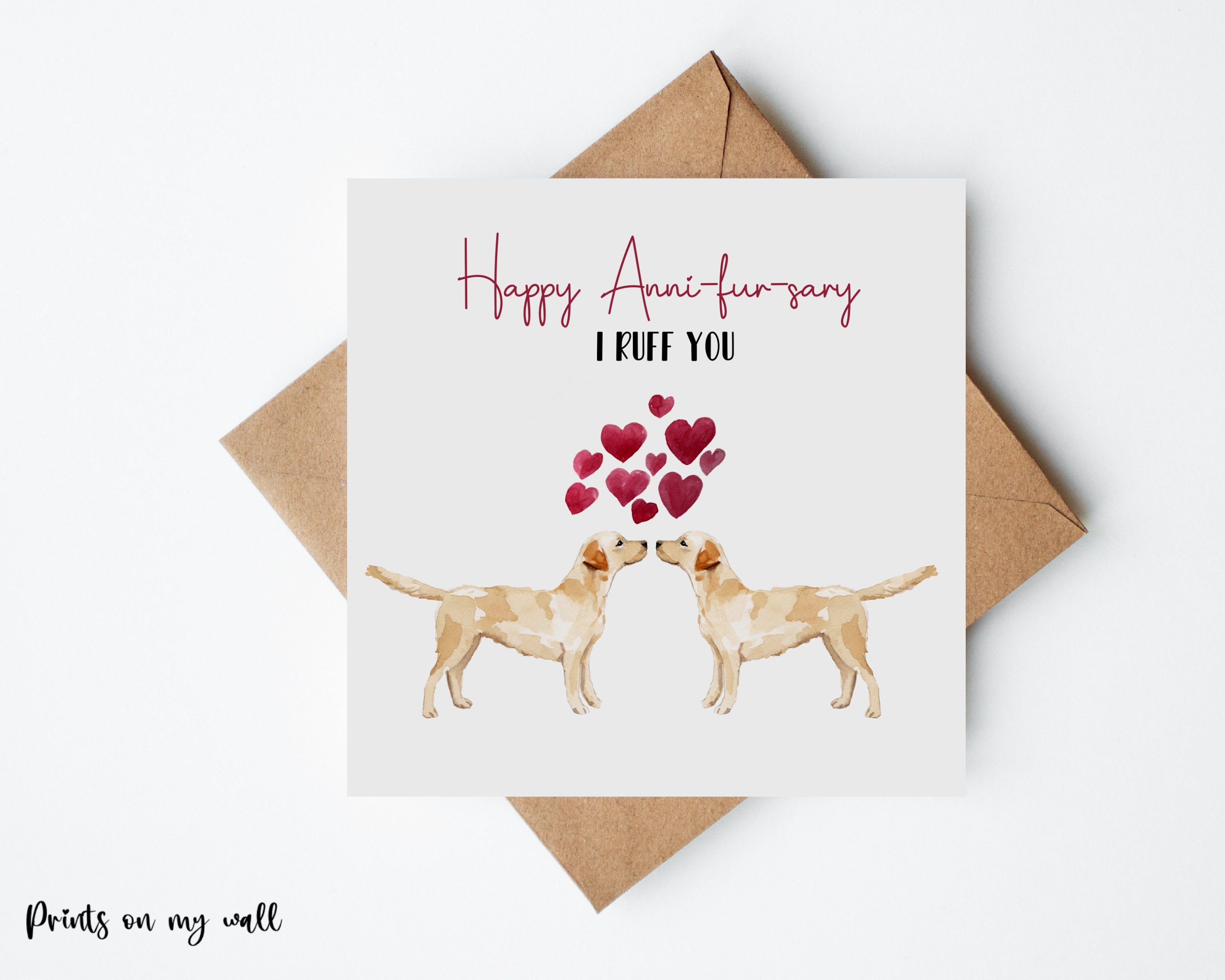 Labrador Anniversary Card Funny Dog Cards Annifursery Dog - Etsy