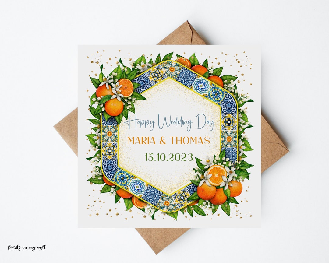 Mediterranean Wedding Card, Personalised Wedding Card,destination ...