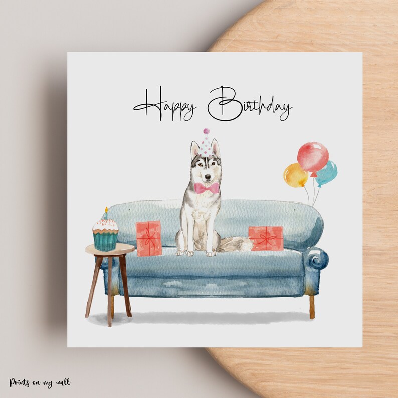 Siberian Husky Birthday Card Personalised Birthday Card Dog | Etsy