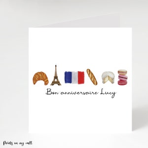 French Happy Birthday Card, Bon Anniversaire, French Card, Personalised ...