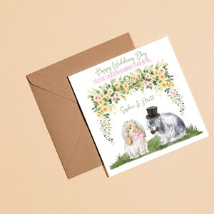 Personalised Rabbit Wedding Day Card, Hoppy Wedding Day,rabbit Wedding ...