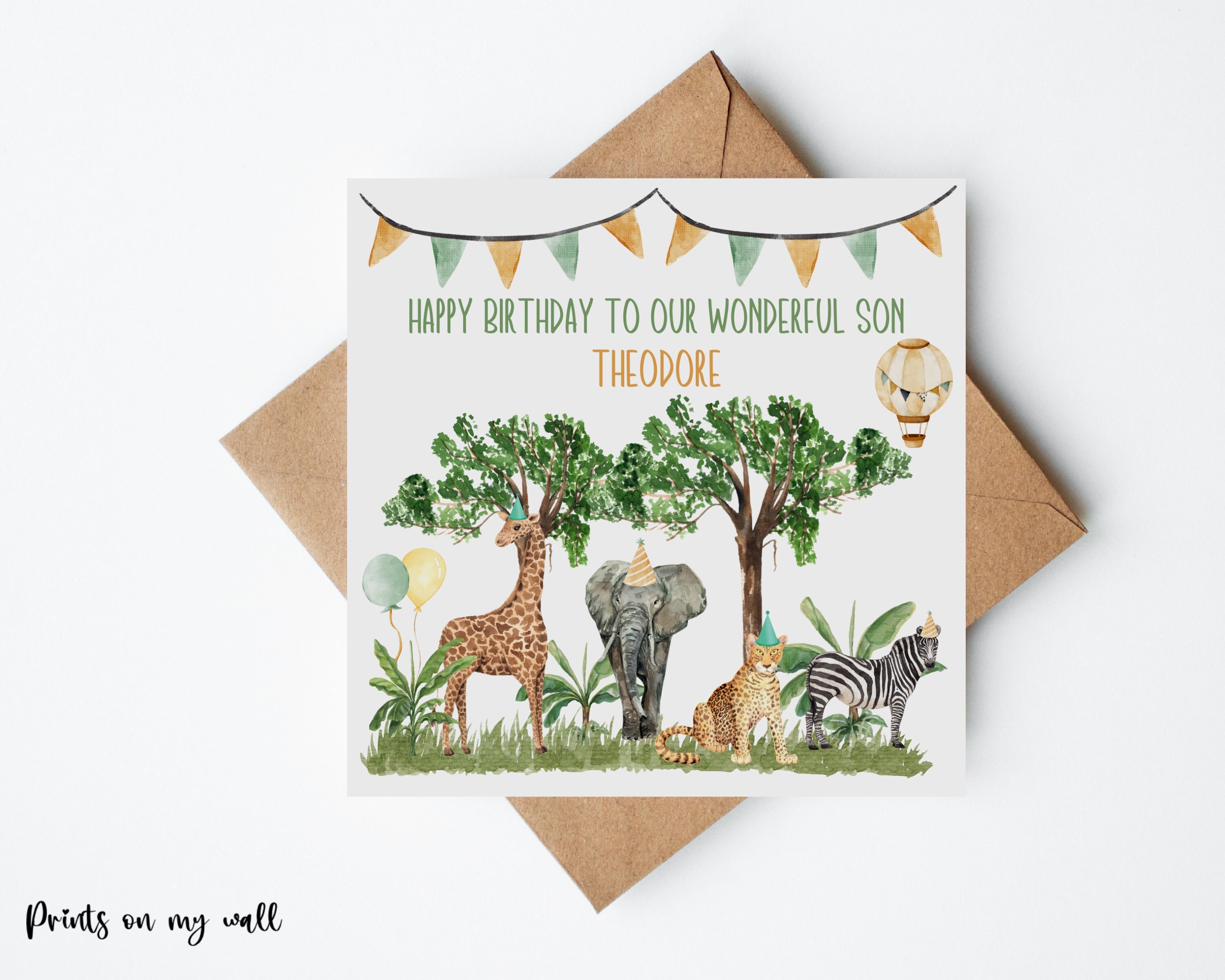 Personalised Safari Animal Card Children's Birthday Card - Etsy UK
