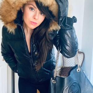 Genuine 1970s Vintage Black Buttery Soft Leather Bomber Jacket With Fox ...