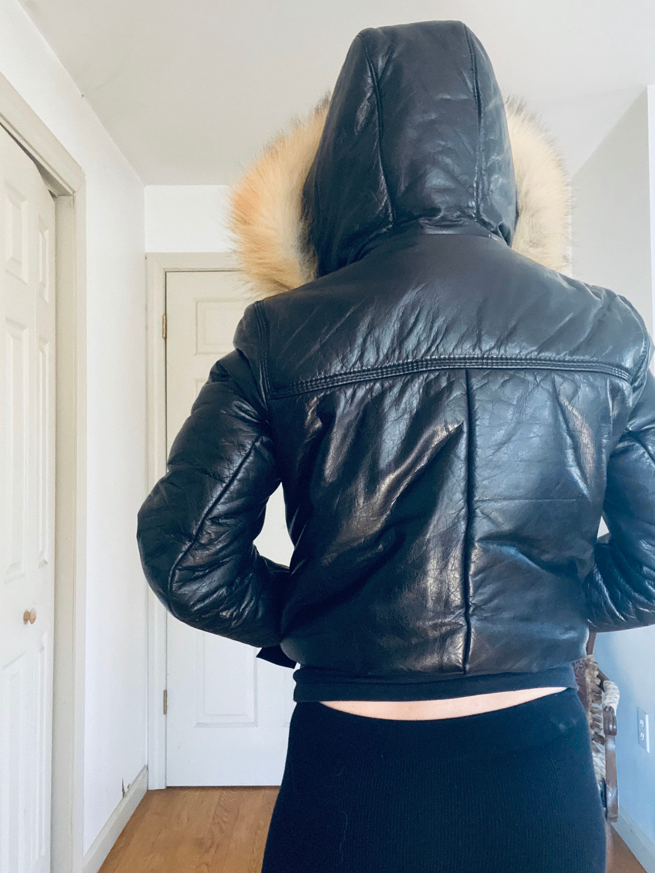 Genuine 1970s Vintage Black Buttery Soft Leather Bomber Jacket With Fox ...