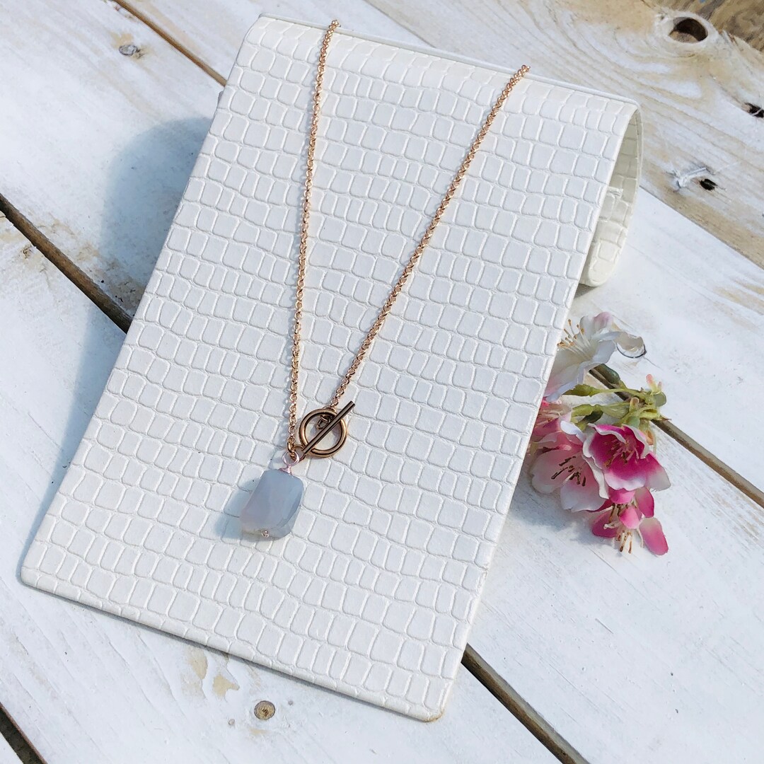 Calcedonia Piedra preciosa, collar, Reiki, hecho a mano, chakra ...