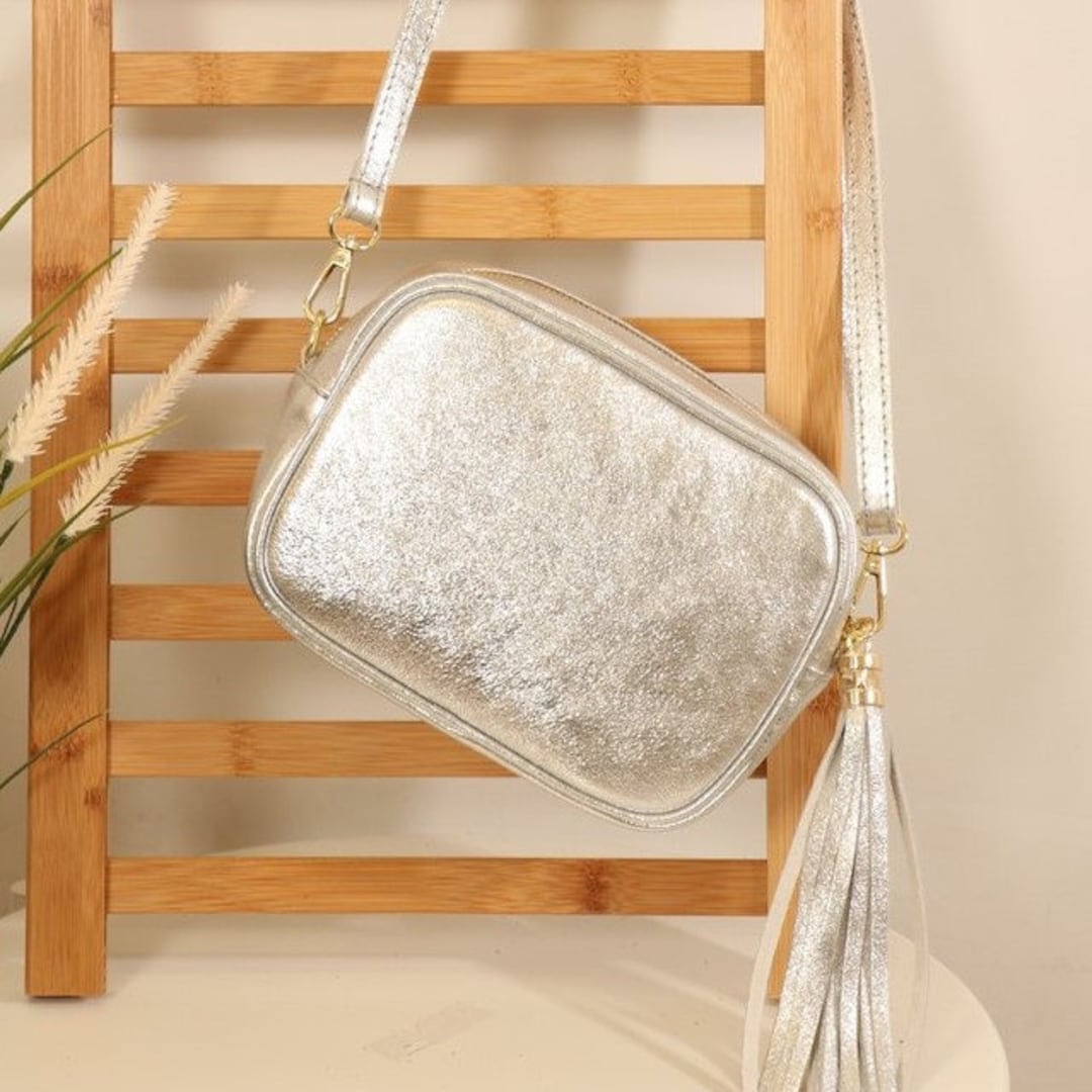 Silver Italian Leather Camera Bag - Etsy