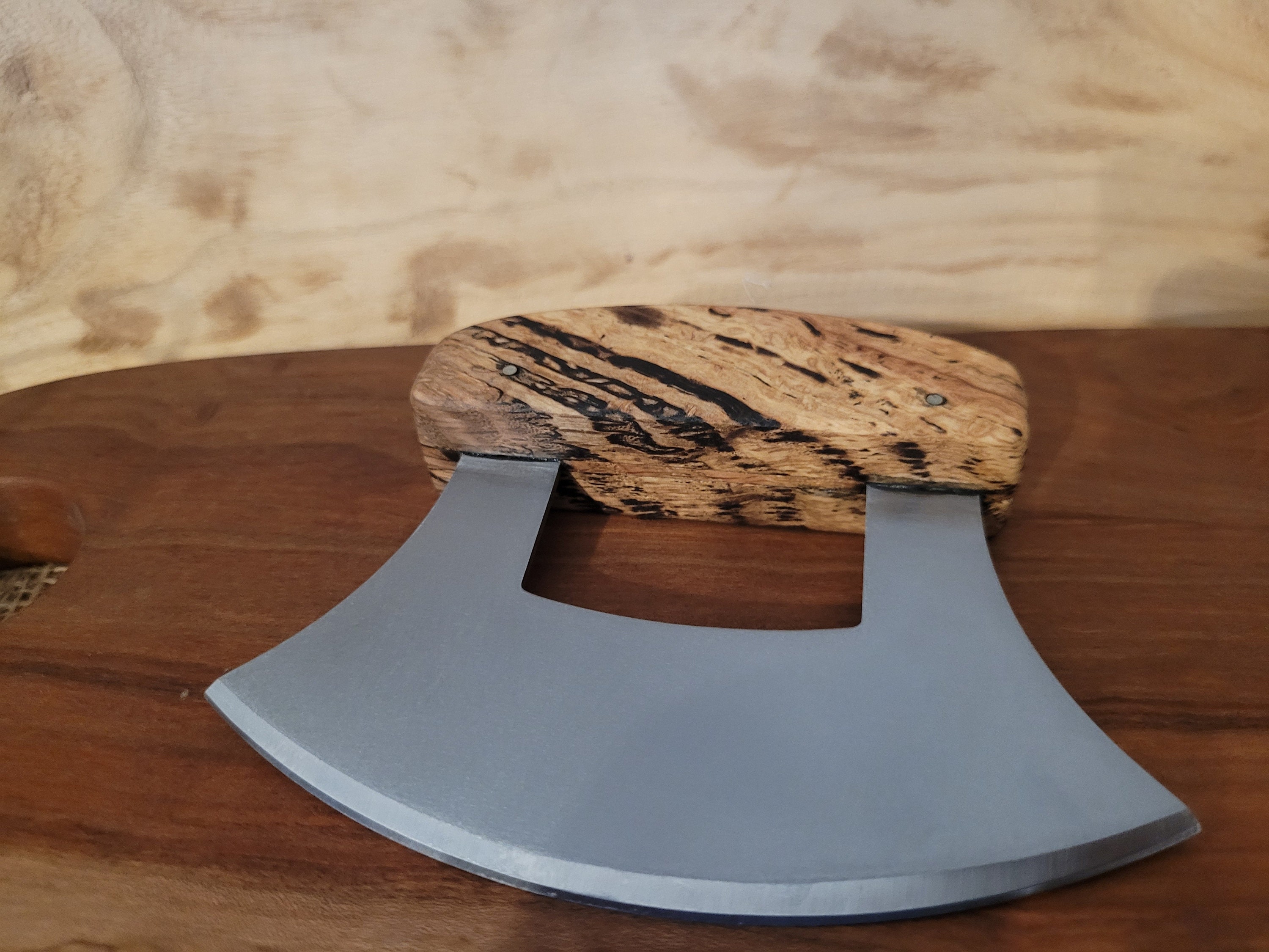 200 Year Old Oak Wood Handled Ulu Knife With Stand. Handmade, Knife, Ulu, Chopping, Gifts for ...