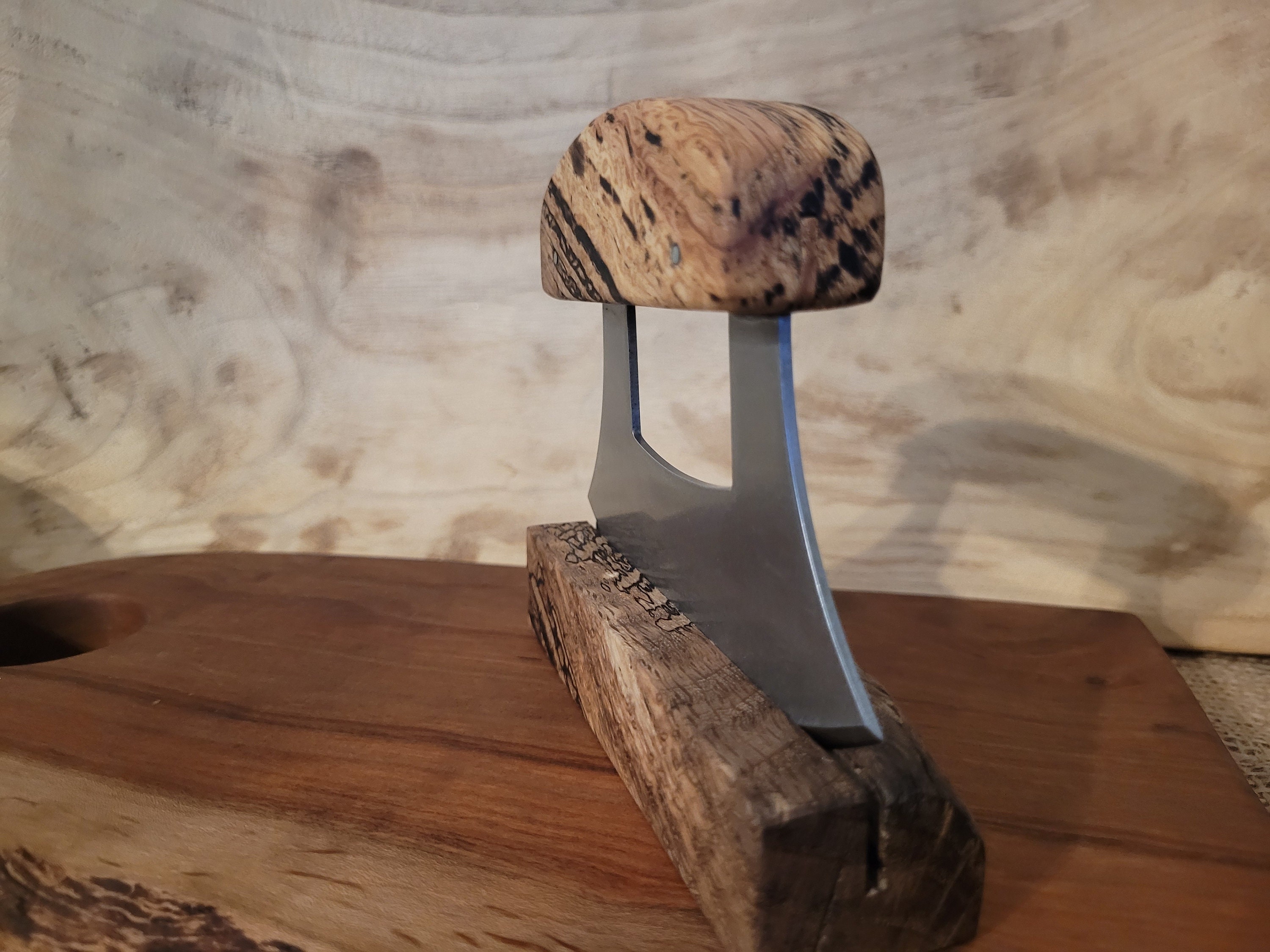 200 Year Old Oak Wood Handled Ulu Knife With Stand. Handmade, Knife, Ulu, Chopping, Gifts for ...