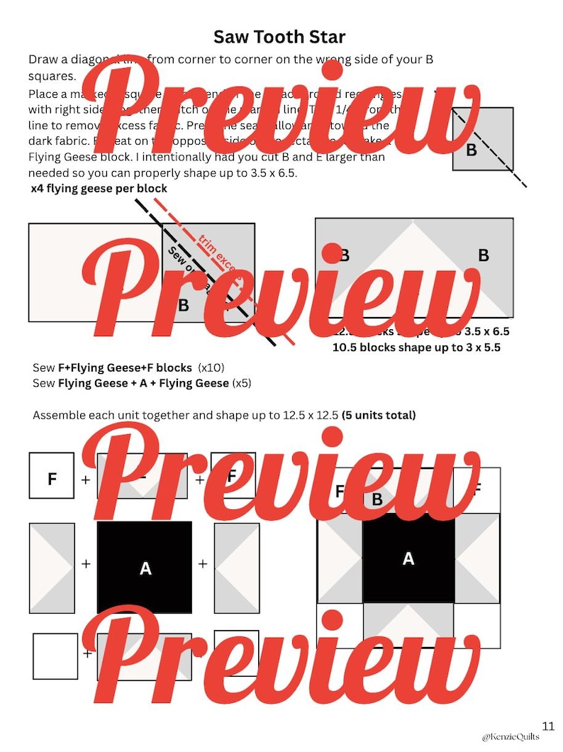 Saw Tooth Star Beginner PDF Quilt Pattern - Etsy