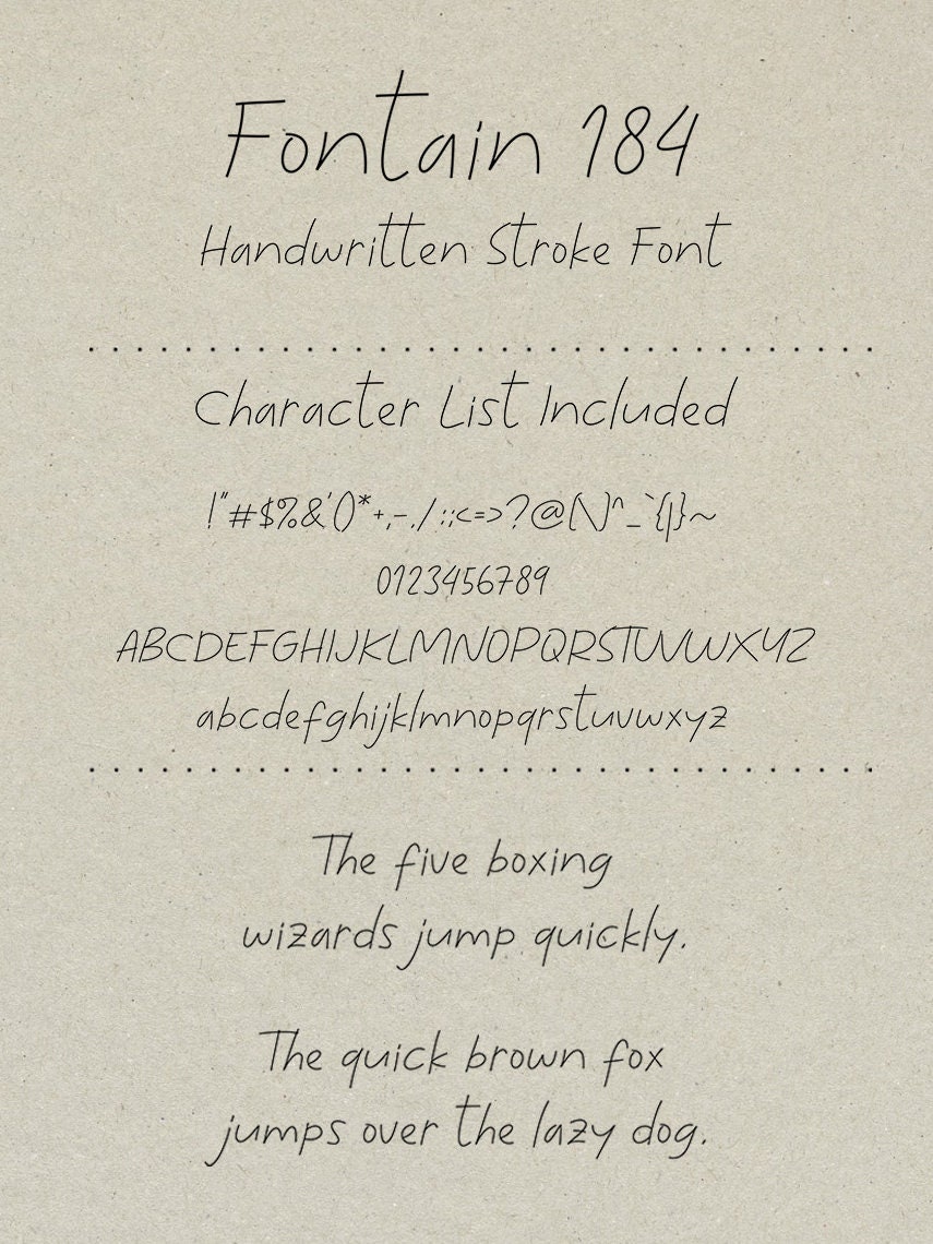 5in1 Bundle 3 Fontain 181-185 Handwritten Font Stroke Font Single Line ...