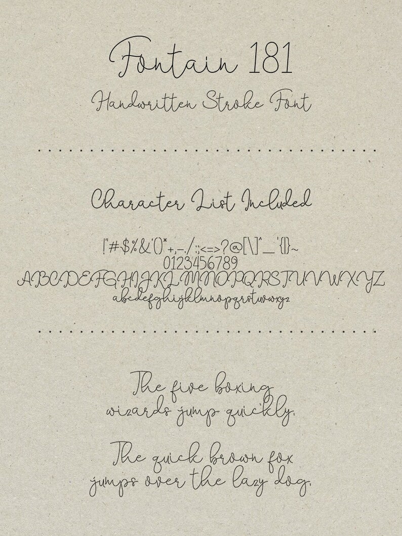 5in1 Bundle #3 Fontain 181-185 Handwritten Font - Stroke Font - Single ...