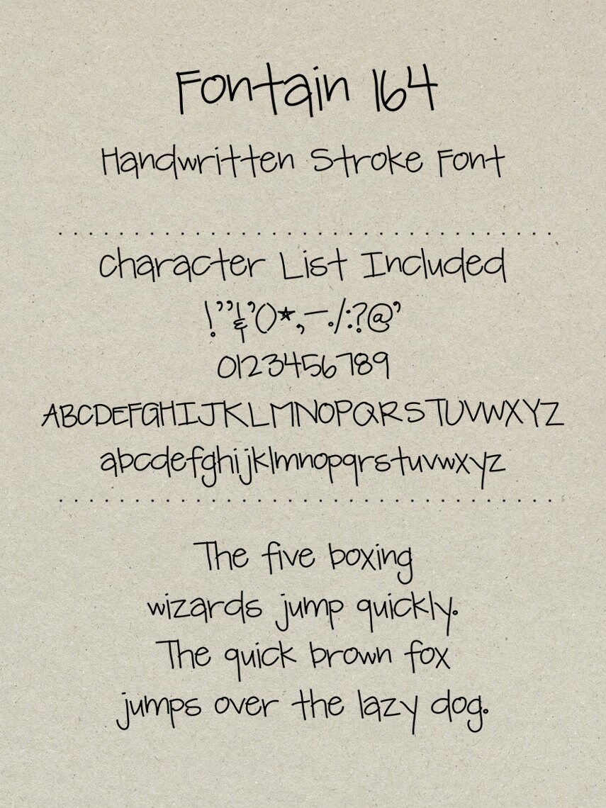5in1 Bundle Fontain 161-165 Handwritten Font Stroke Font Single Line ...