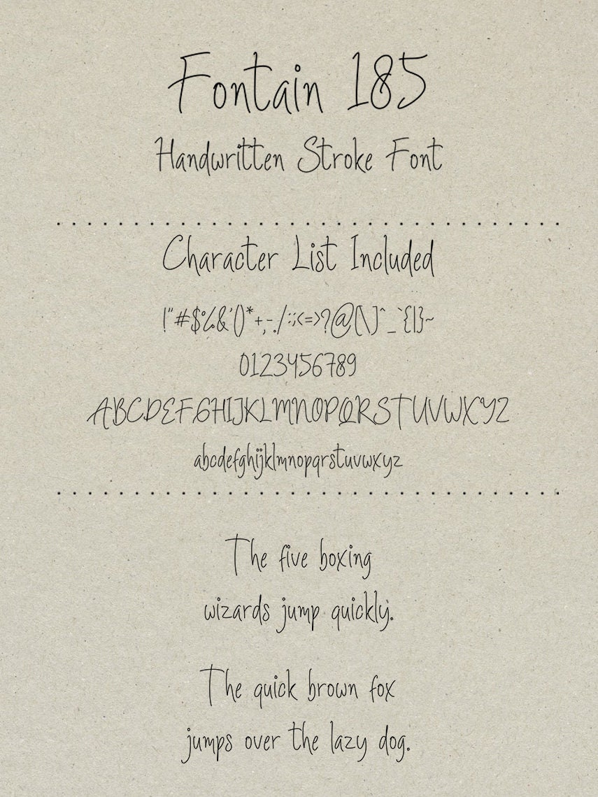 5in1 Bundle 3 Fontain 181-185 Handwritten Font Stroke Font Single Line ...