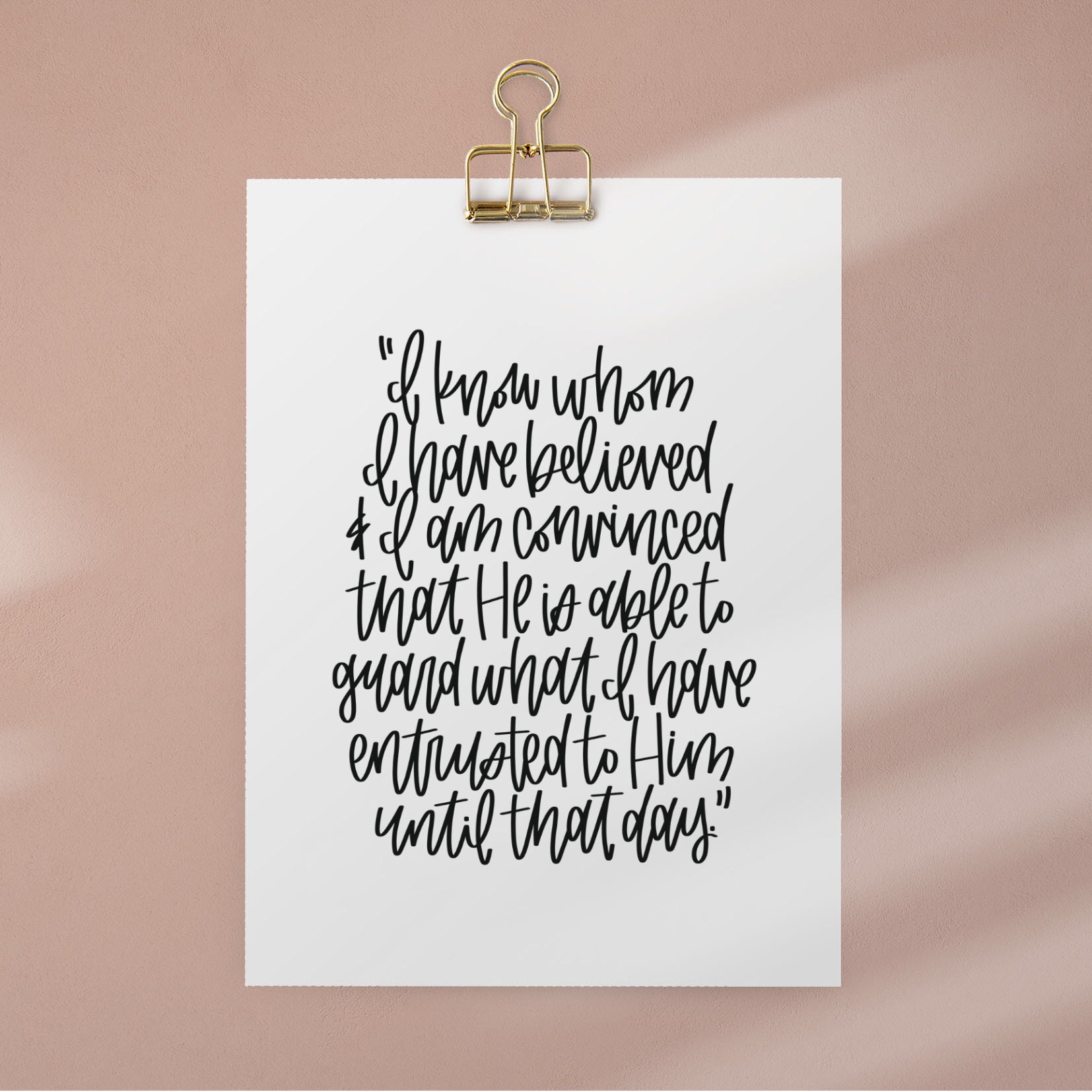 Bible Verse Scripture Art Hand Lettering Digital Print - 2 Timothy 1:12 ...