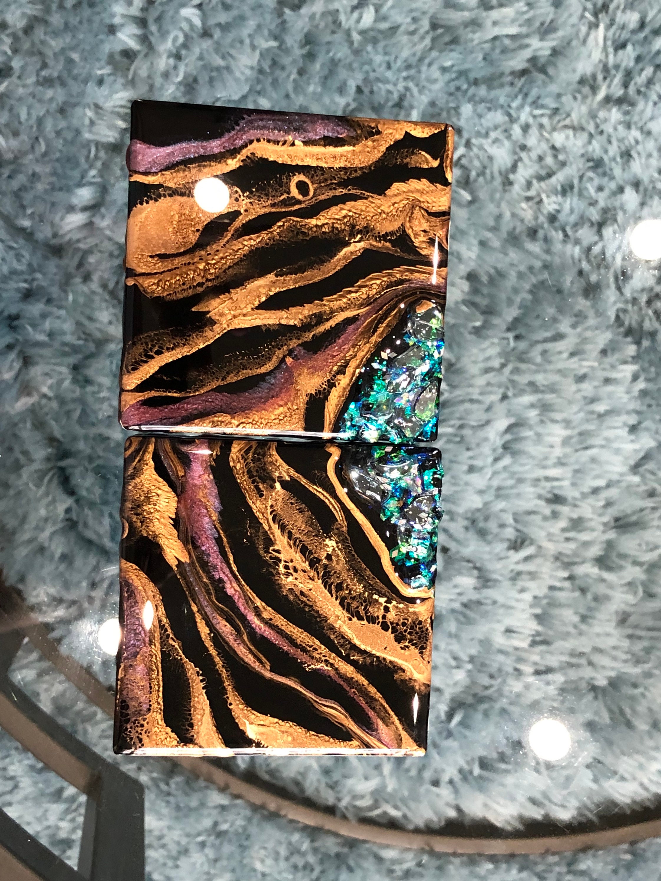 Square Resin/ Tile Coasters Set of Two. Kitchen / Home, Thanksgiving ...