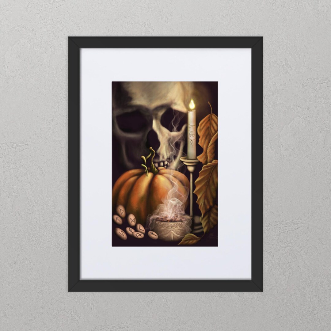 Framed Samhain Skull Art Print – Witchy Halloween Wall Art, Pagan Home ...