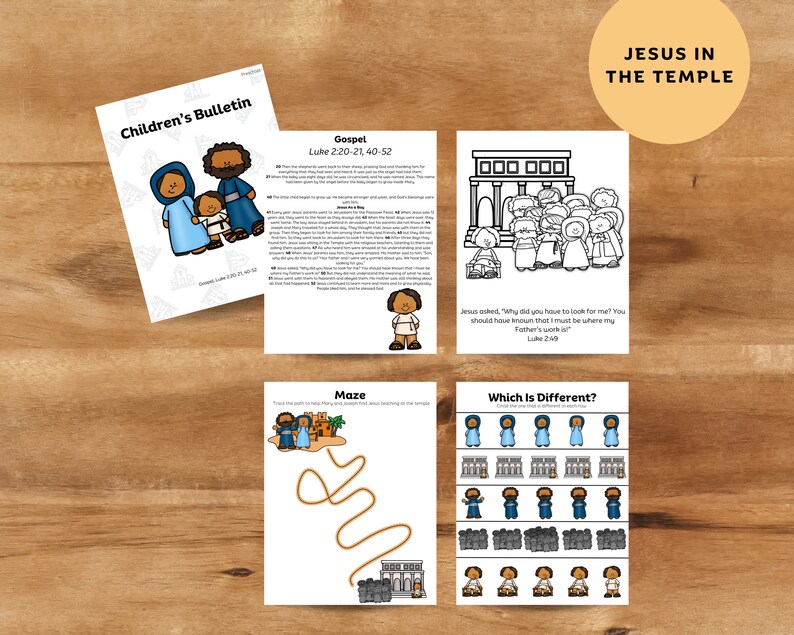 Luke 2:20-21, 40-52 Jesus in the Temple Preschool Children's Church ...
