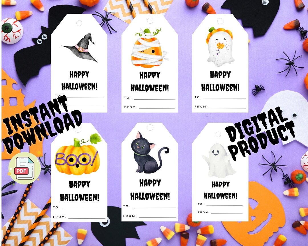 Printable Cute Halloween Gift Tags for Treat Bags - Etsy