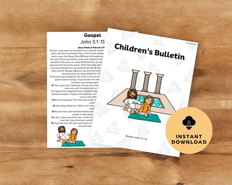 John 5:1-15 Jesus Heals at the Pool at Bethesda Preschool Children's ...