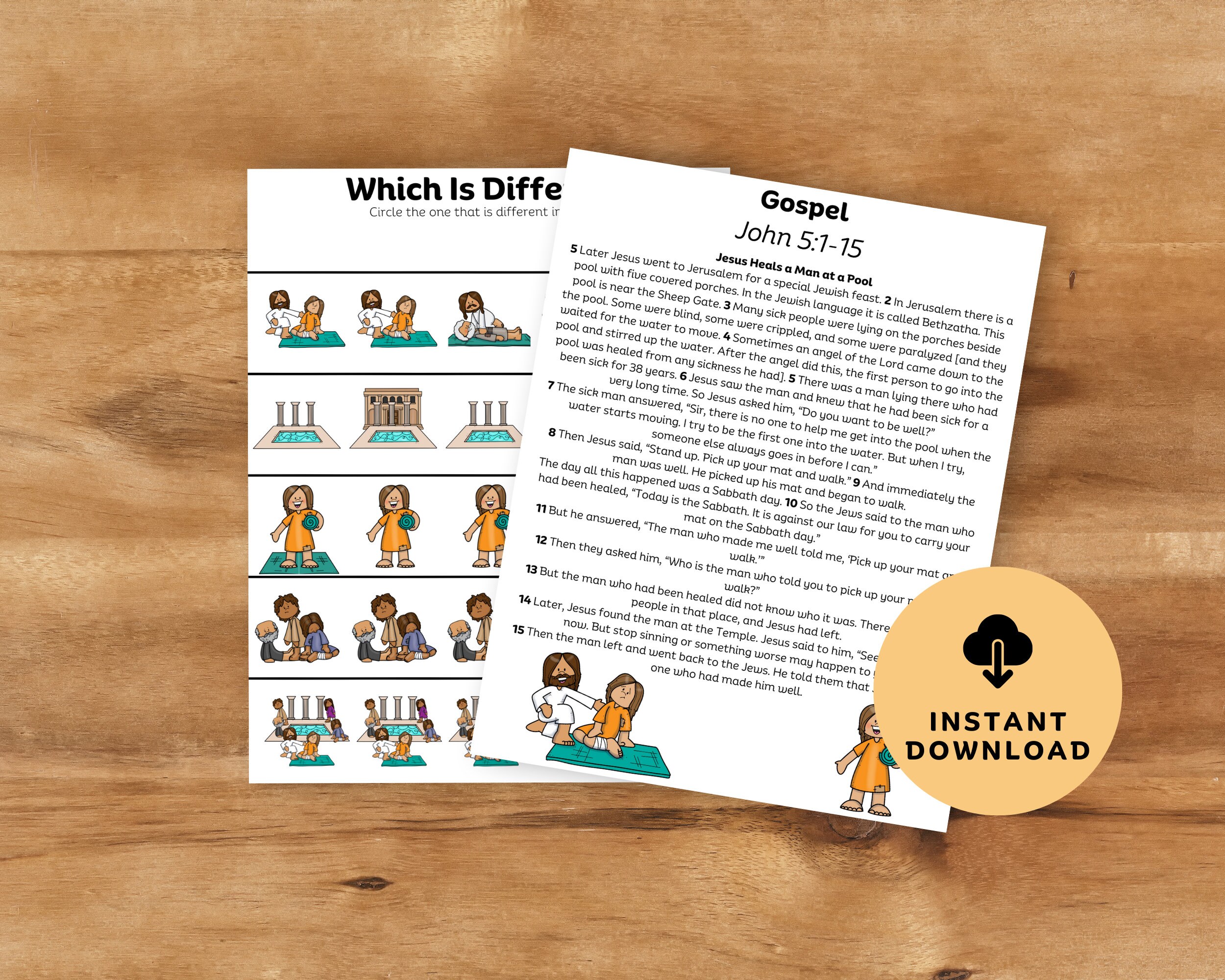 John 5:1-15 Jesus Heals at the Pool at Bethesda Preschool Children's ...