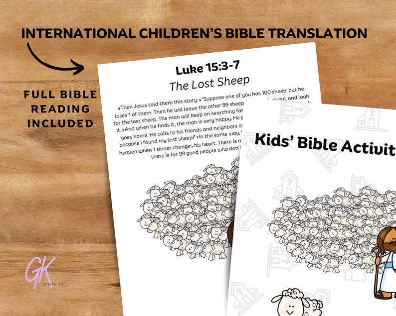 The Lost Sheep Kids Bible Activity Pack, Preschool Sunday School Lesson ...