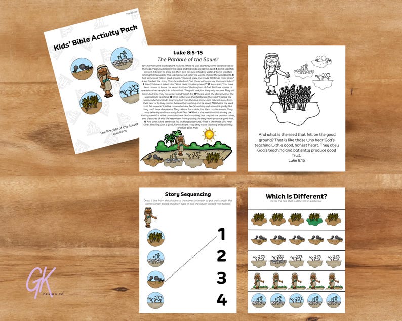 The Parable of the Sower Kids Bible Activity Pack, Preschool Sunday ...