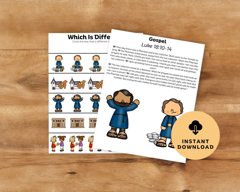 Luke 18:10-14 the Tax Collector & the Pharisee Preschool Children's ...