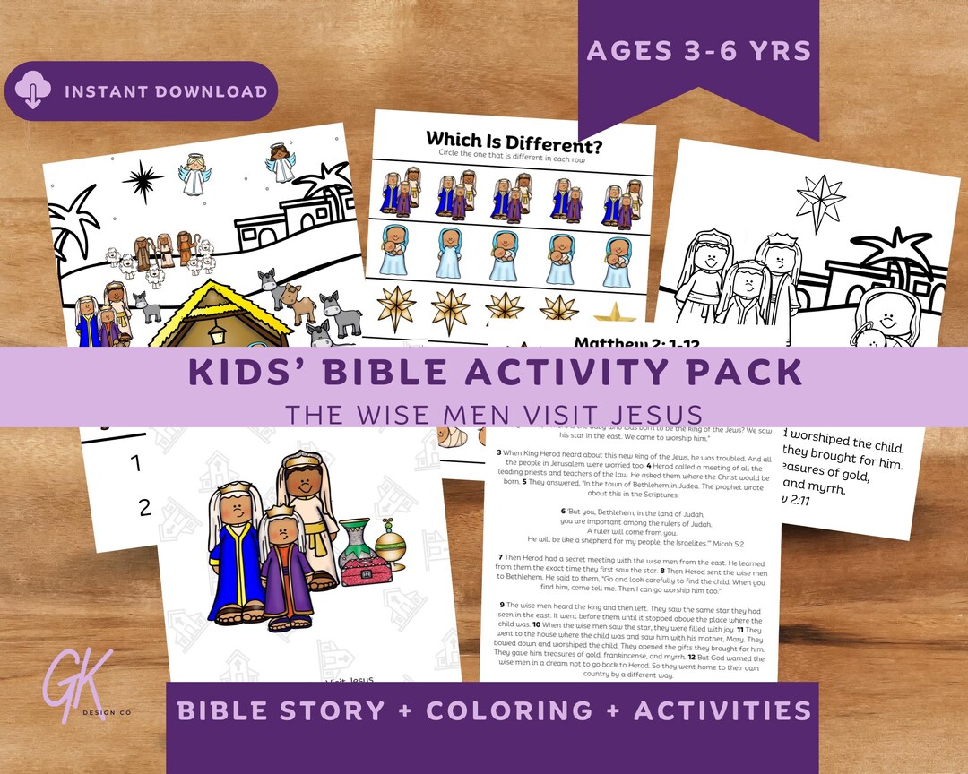 Wise Men Visit Jesus Kids Bible Activity Pack, Visit of the Magi Bible ...