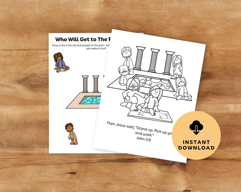 Jesus Heals at the Pool at Bethesda Kids Bible Activity Pack, Preschool ...
