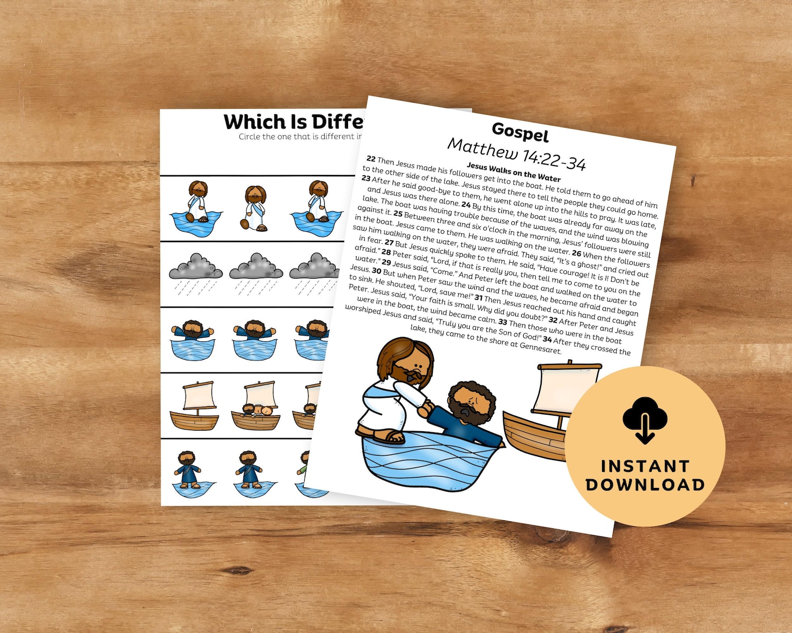 Matthew 14:22-34 Jesus Walks on Water Children's Church Bulletin - Etsy