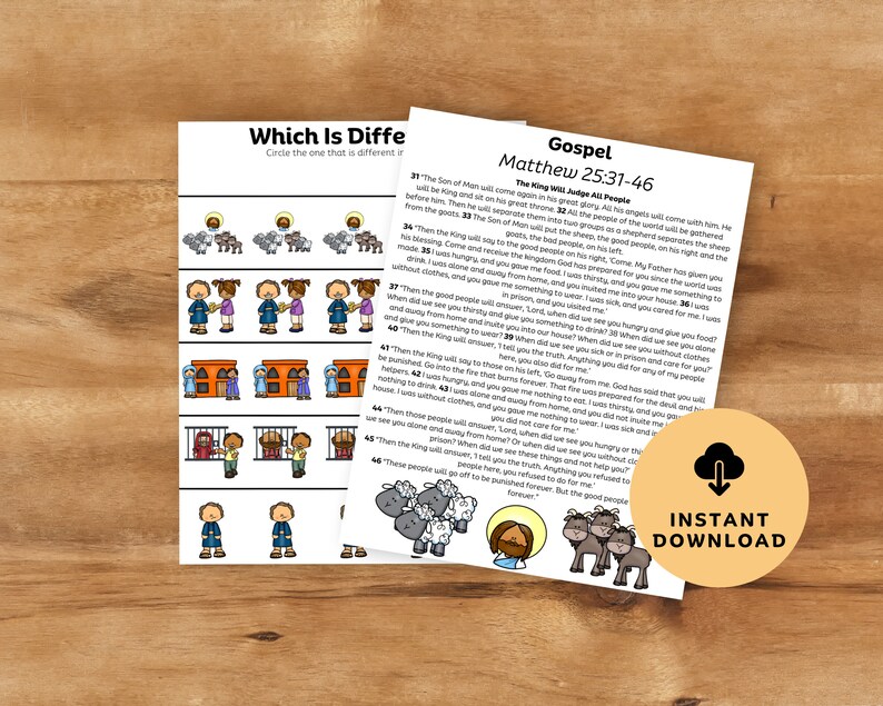 Matthew 25: 31-46 the Parable of the Sheep and the Goats Preschool ...