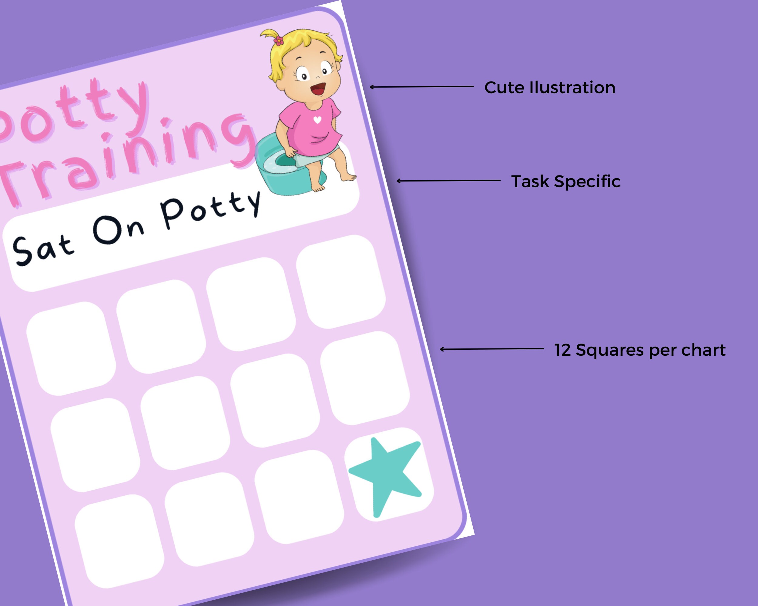 Potty Training Chart for Toddler Girl, Potty Chart - Etsy