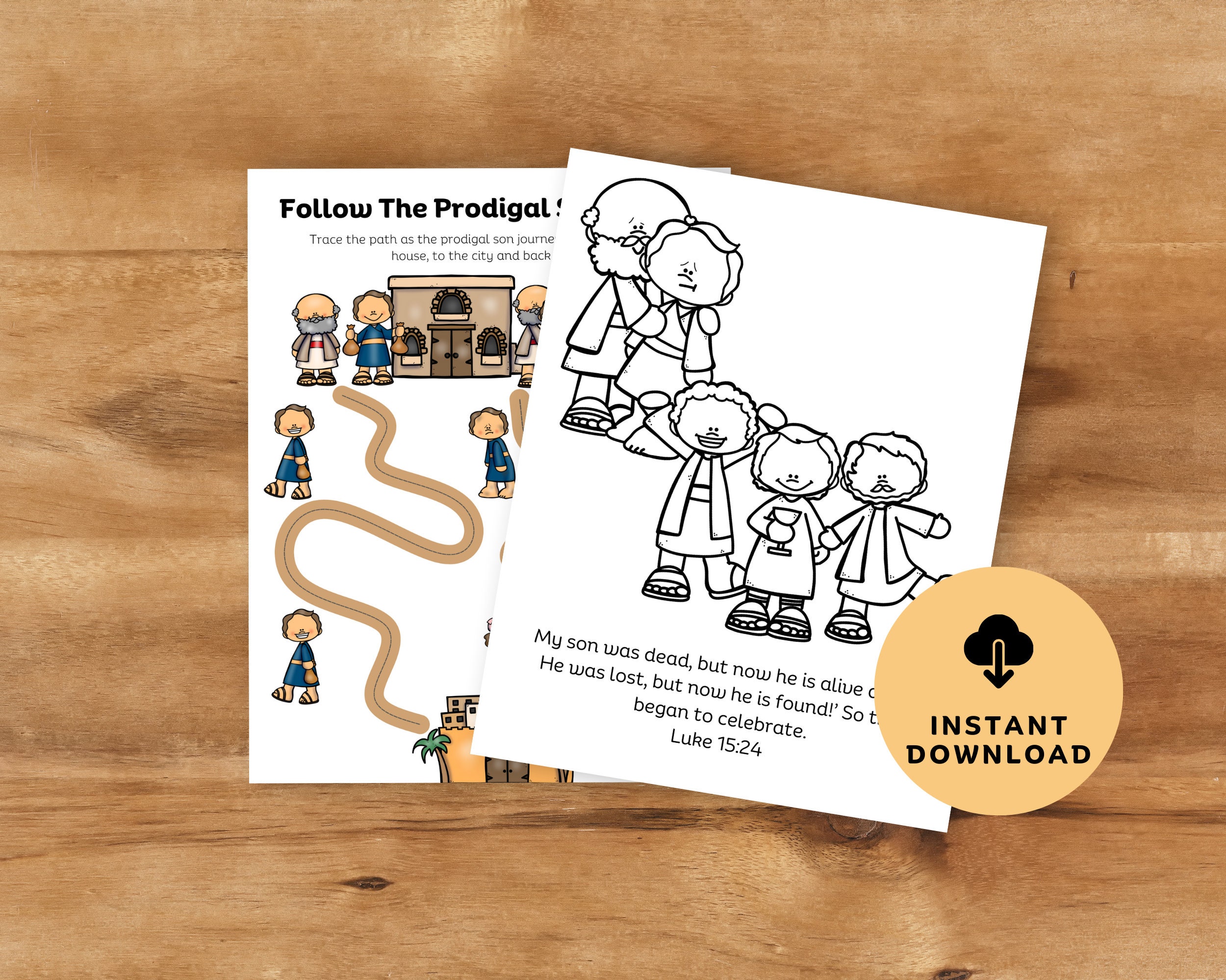 Luke 15: 11-32 the Prodigal Son Preschool Children's Church Bulletin - Etsy