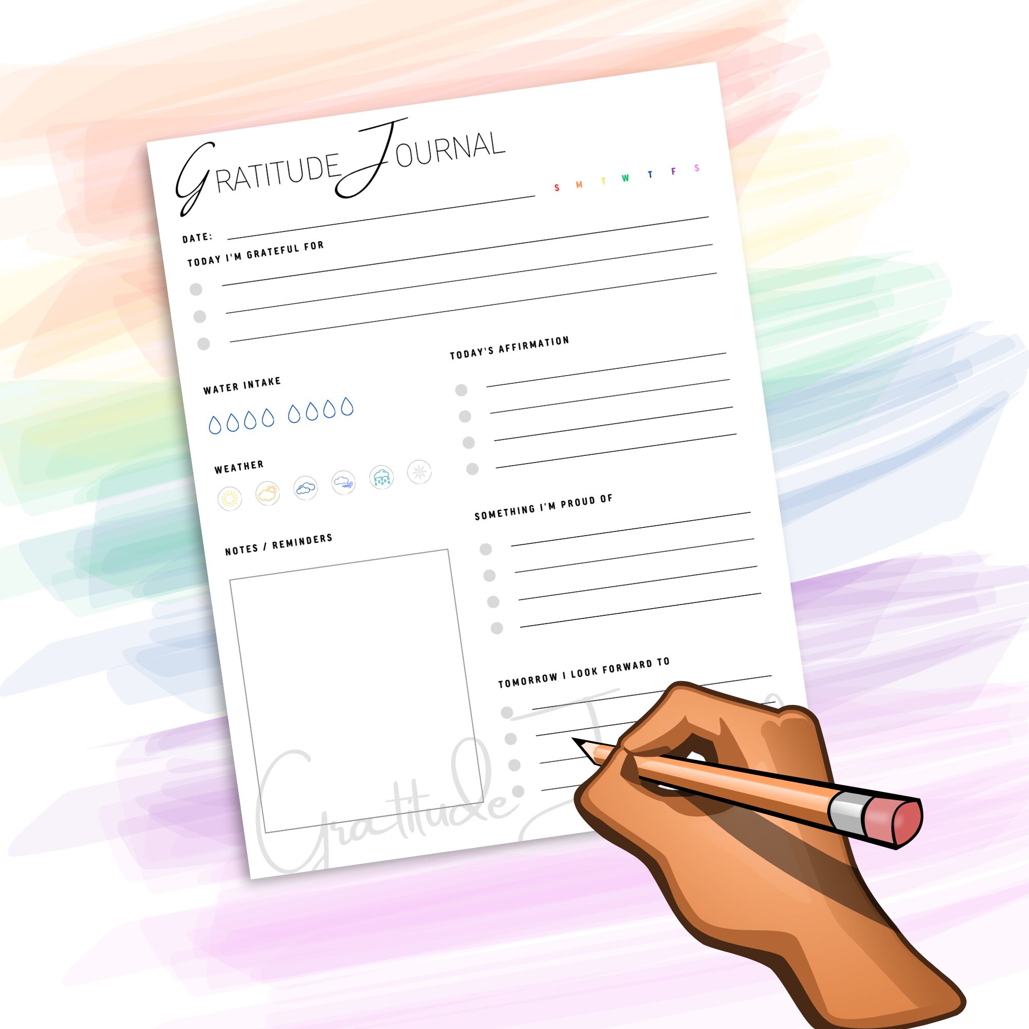 Color Coded Gratitude Journal Printable - Etsy