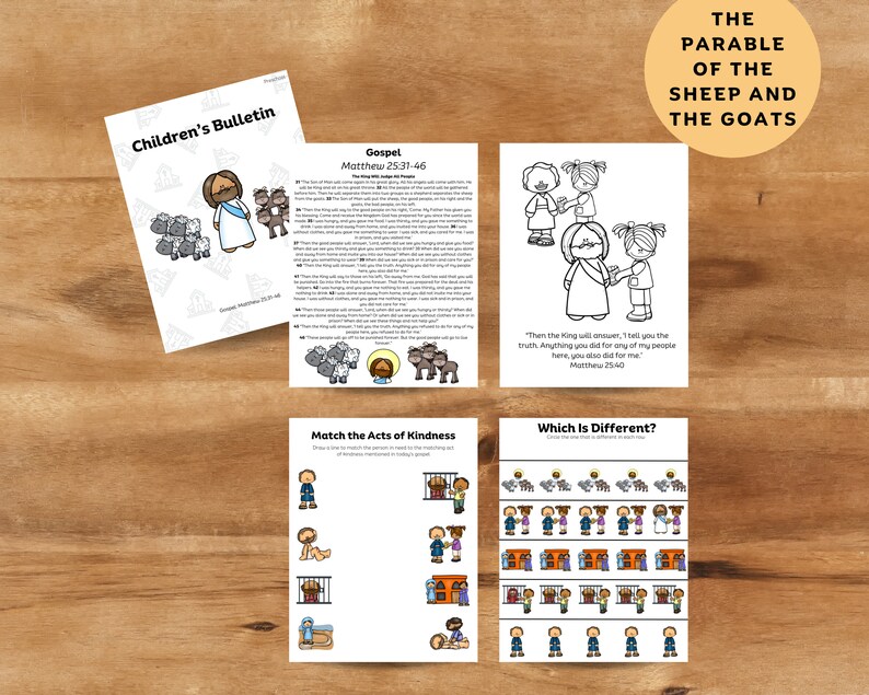 Matthew 25: 31-46 the Parable of the Sheep and the Goats Preschool ...