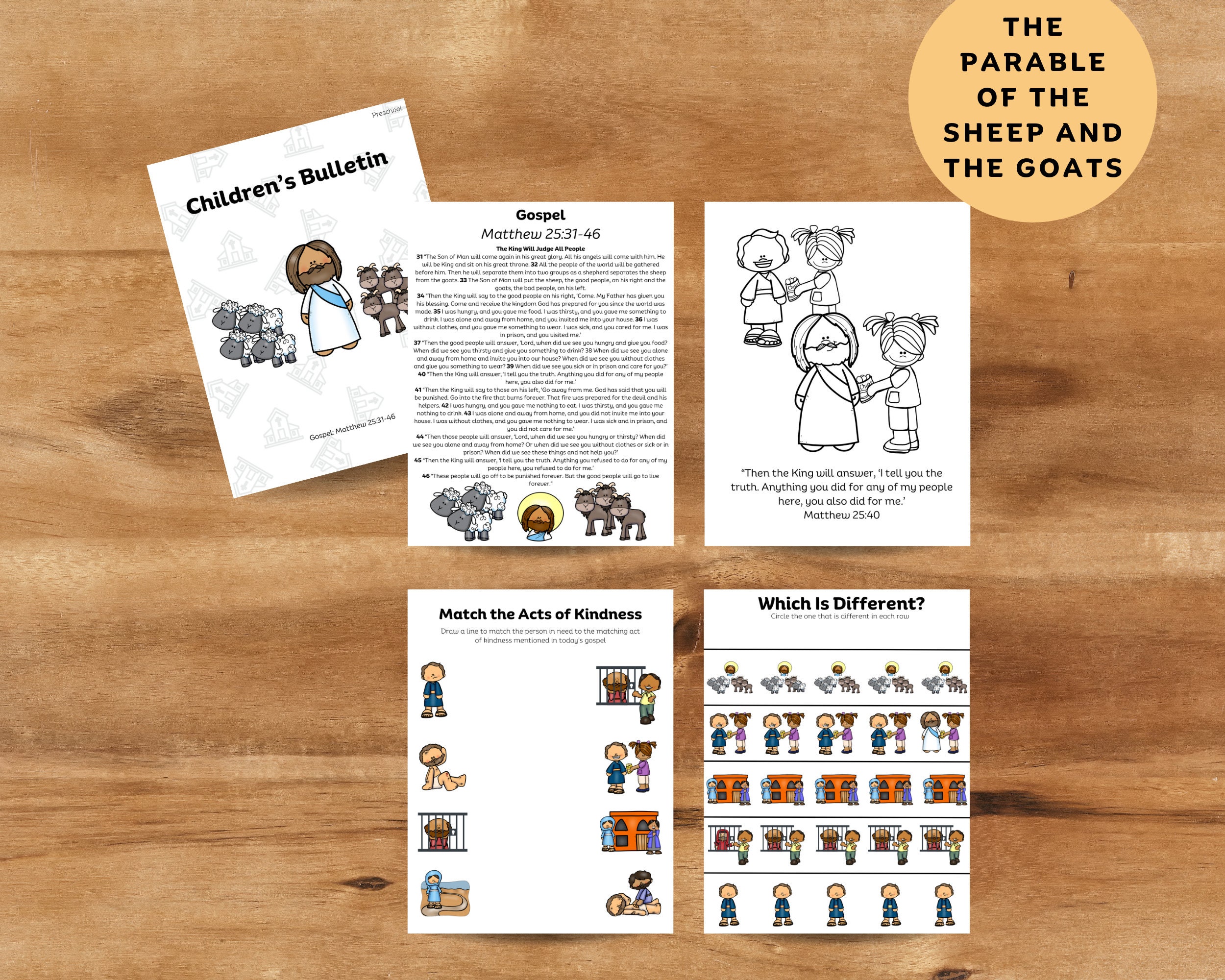 Matthew 25: 31-46 the Parable of the Sheep and the Goats Preschool ...