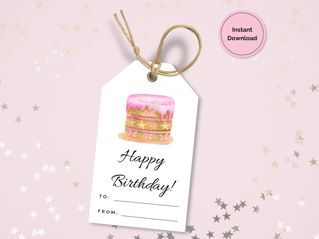 Printable Birthday Gift Tags Pink Watercolor - Etsy