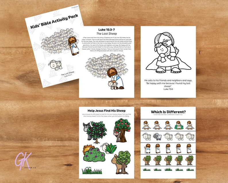 The Lost Sheep Kids Bible Activity Pack, Preschool Sunday School Lesson ...
