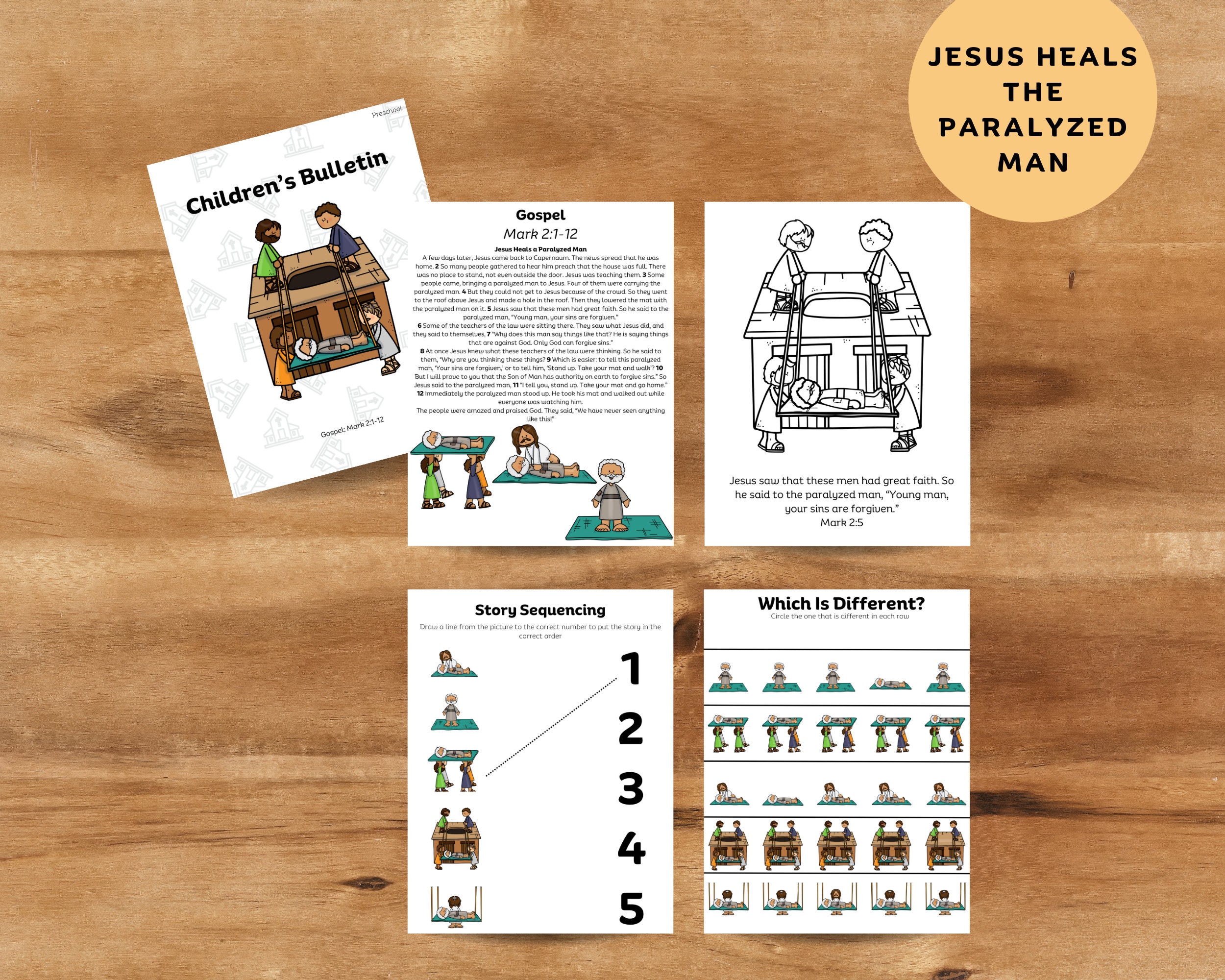 Mark 2:1-12 Jesus Heals the Paralyzed Man Preschool Children's Church ...