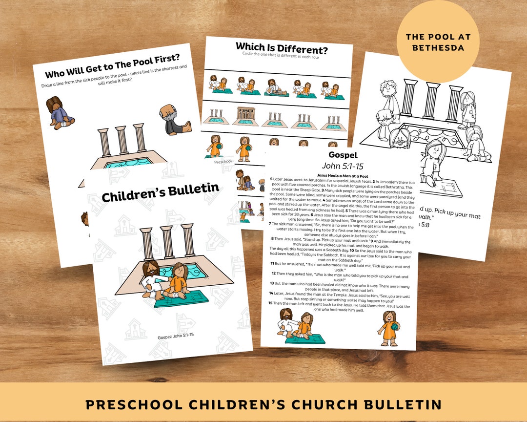John 5:1-15 Jesus Heals at the Pool at Bethesda Preschool Children's ...