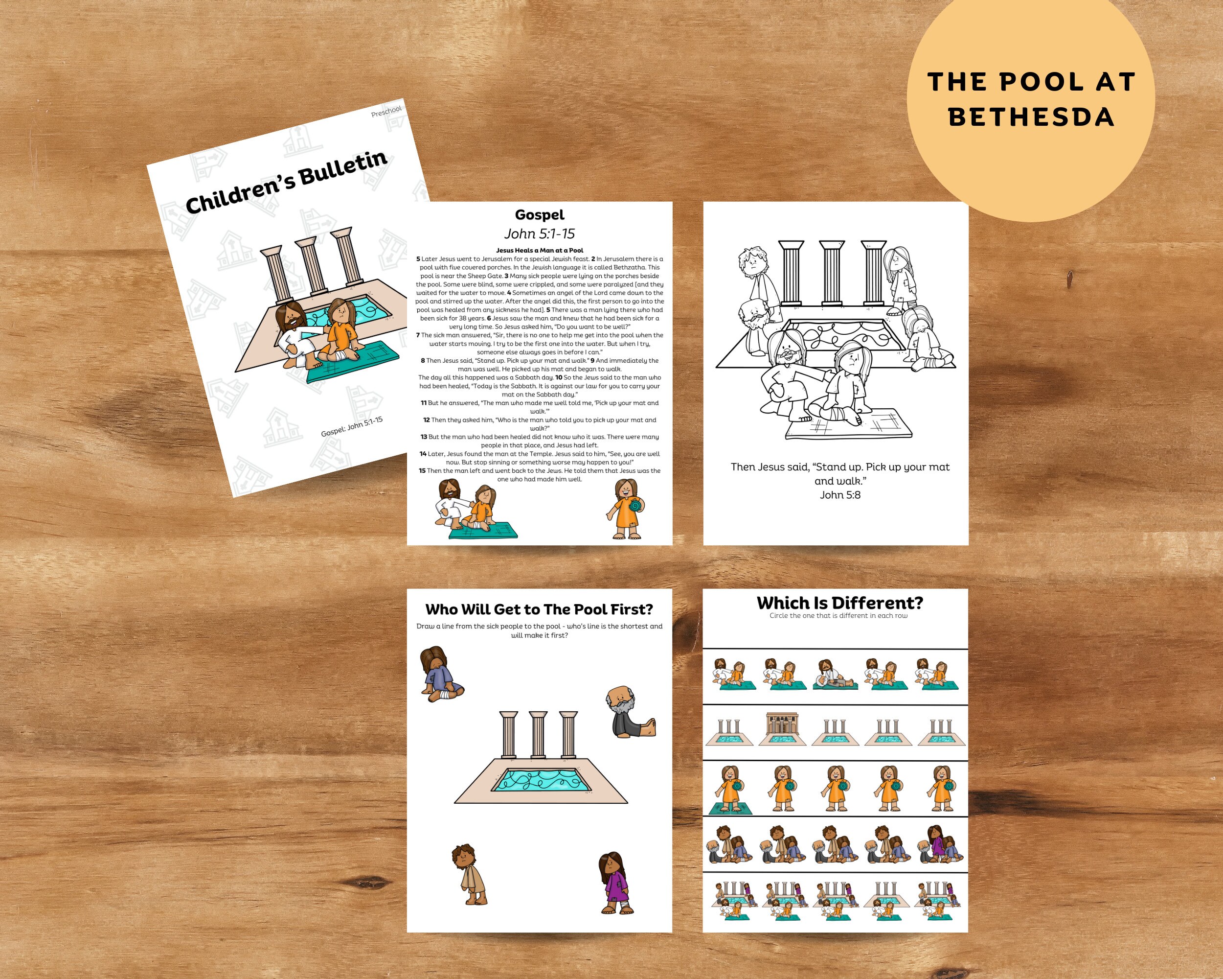 John 5:1-15 Jesus Heals at the Pool at Bethesda Preschool Children's ...