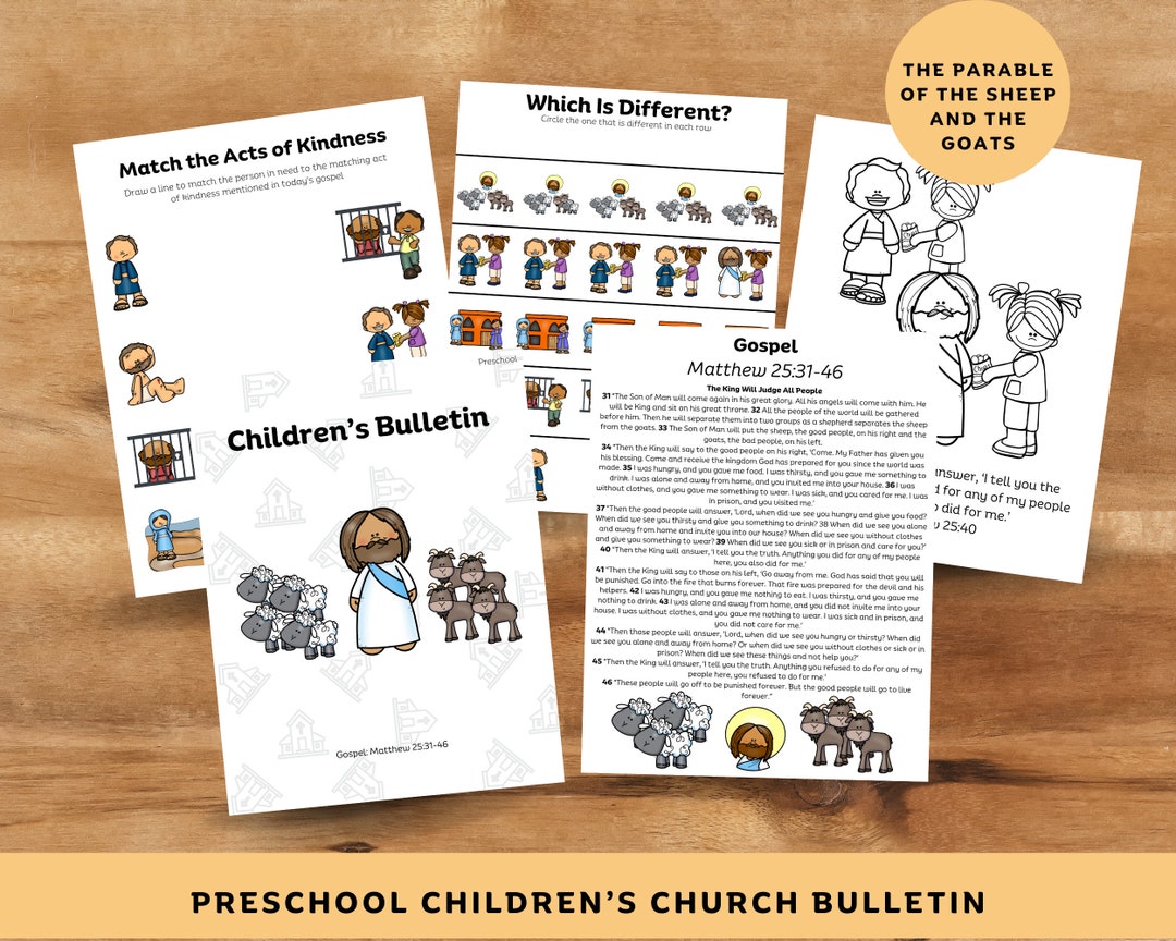 Matthew 25: 31-46 the Parable of the Sheep and the Goats Preschool ...