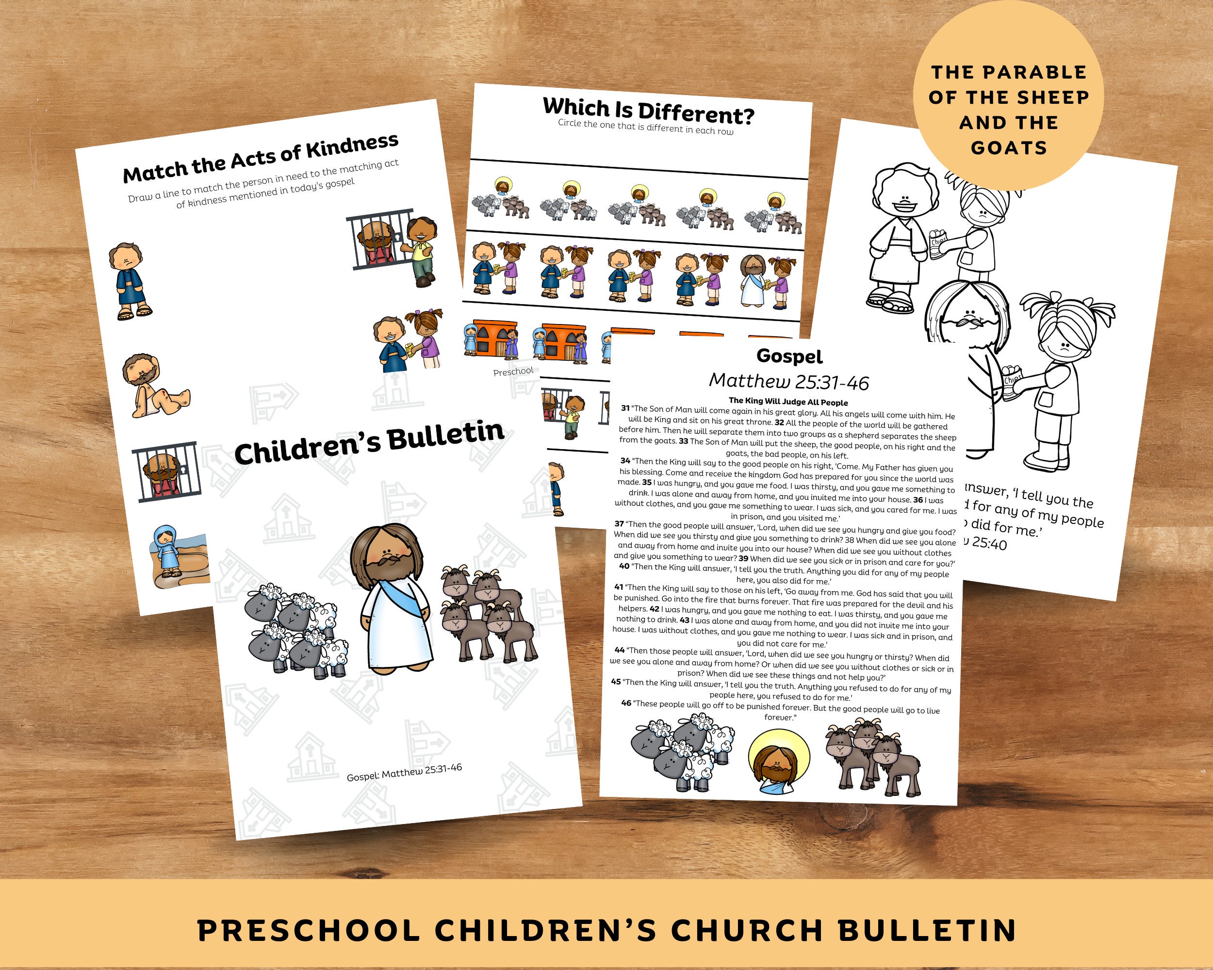 Matthew 25: 31-46 the Parable of the Sheep and the Goats Preschool ...