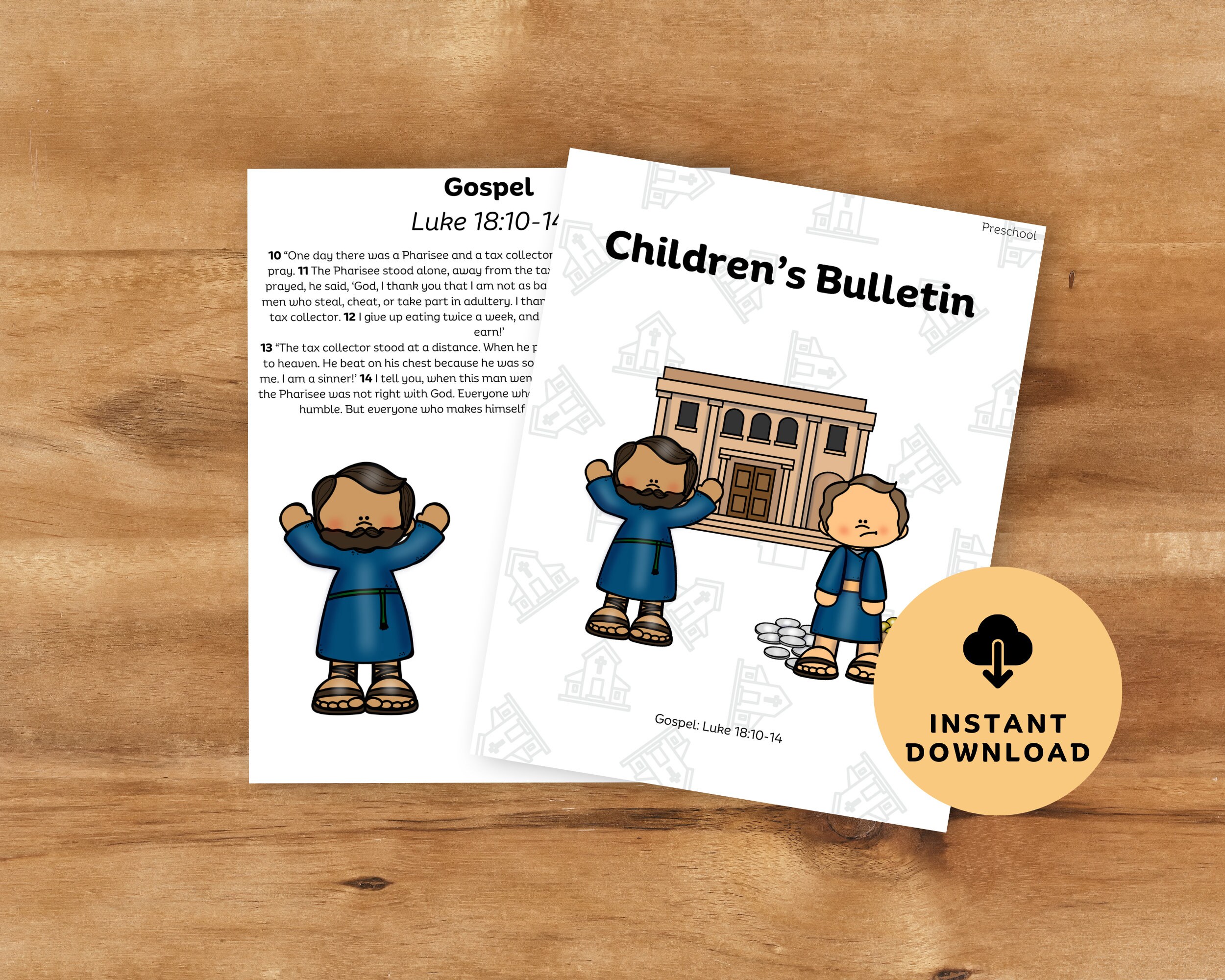 Luke 18:10-14 the Tax Collector & the Pharisee Preschool Children's ...