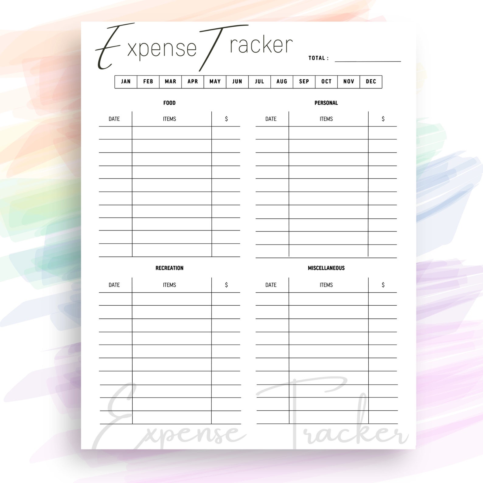 Finances Tracker Printable Bundle With Monthly Budget and Expense ...