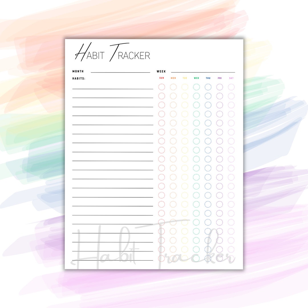 Color Coded Habit Tracker Printable - Etsy